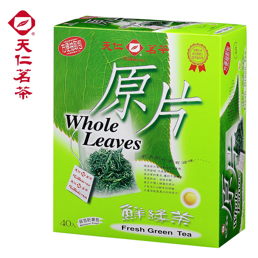 【天仁茗茶】天仁鮮綠茶原片袋茶40入-momo購物網